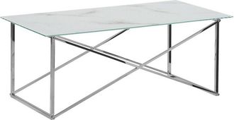 Beliani Beliani - Table Basse Emporia 50 x 100 cm Effet Marbre en Verre et Acier Blanc et Argenté