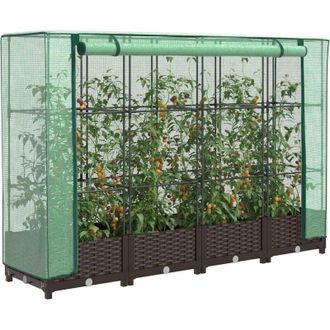 vidaXL Jardini&egrave;re sur&eacute;lev&eacute;e avec housse aspect rotin 160x40x123 cm vidaXL