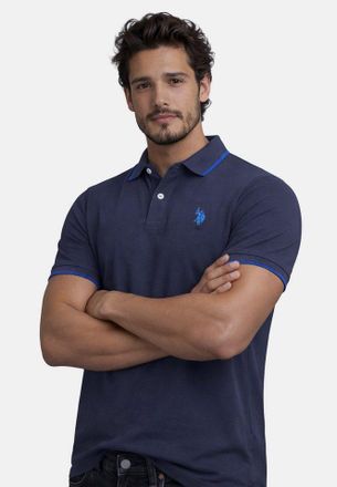 U.S.Polo Association Poloshirt USTristaan Klassisches Shirt mit Knopfleiste und Logostickerei Herren Piqu&eacute; aus Baumwolle mit Kontraststreifen