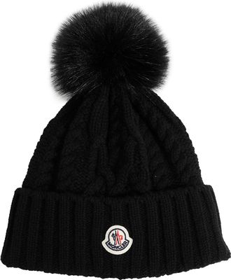 Moncler Wool Blend Beanie With Pom Pom