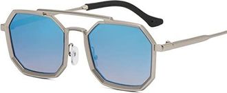Generic Lunettes de soleil polygonales design punk 2025 grand cadre hommes et femmes lunettes de soleil rétro en métal (couleur : G, taille : moyen)