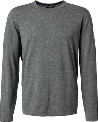Olymp Herren Pullover grau Baumwolle unifarben
