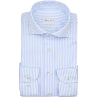 Profuomo Chemise Twill Rayures Bleu Clair