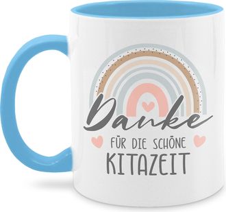Shirtracer Tasse Tassen 325ml - Erzieher - Danke für die schöne Kitazeit Boho Regenbogen - 325 ml - Hellblau - erzieherinnen geschenk kita abschiedsgeschenk beru