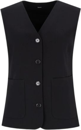 Theory Femme, Vestes, Noir, Taille: 40 FR Gilet Zig Zag en cr&ecirc;pe satin&eacute;