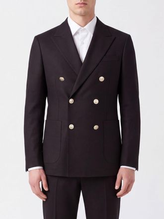 Eleventy Zweireihiger Blazer aus Wollmischung mit steigendem Revers