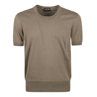 Tom Ford Homme, Pulls, Gris, Taille: XL Pure Cotton Crew Neck