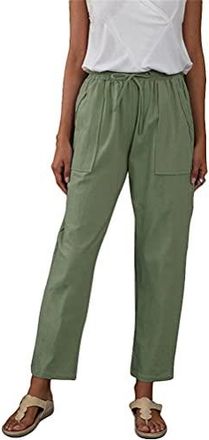 Onsoyours Femme Pantalon Été Coton Lin Harem Pantalon Léger Cordon Élastique Solide Couleur Sport Pants 7/8 Longueur Pants de Plage Ample Léger Respirant Vert X