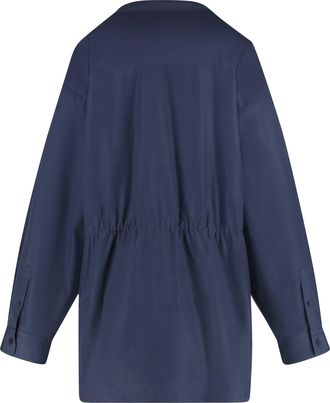 Balenciaga Womens Shirtdress With Elastic Waistband Blue Cotton Dress