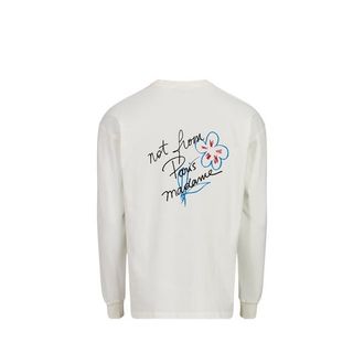 Dr&ocirc;le de Monsieur T-shirt manches longues &agrave; imprim&eacute; dos en coton