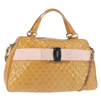 Ferragamo Sac &agrave; main en toile enduite Pre-owned - Femme - Pre-owned - Orange - Taille: ONE Size