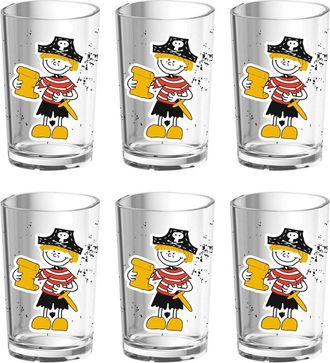Emsa 6er Set PIRATES Kinderbecher, 0,2 L, Kunststoff, Eckig, Wiederverwendbar, 6 Stück