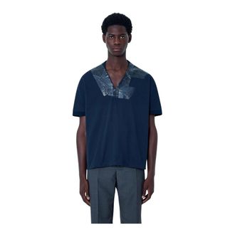 Maison Margiela V-Neck Panel T-Shirt - - Tops - Herren - Blau - S