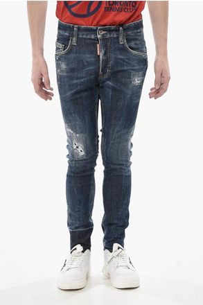 Dsquared2 Stretch-Denim-Jeans SUPER TWINKY mit silbernen Kn&ouml;pfen 13cm Gr&ouml;&szlig;e 44