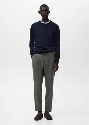 Mango Regular Fit Bundfaltenhose mit Kordelzug dunkelgr&uuml;n - Herren - 38 - MANGO MAN