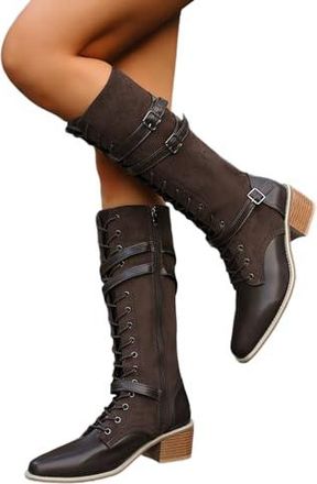 Generic Bottes Femmes Mi-Mollet Confortables &Eacute;l&eacute;gantes pour Toutes Occasions avec Semelle &Eacute;paisse et Talon Bas Moderne (Coffee, 39)