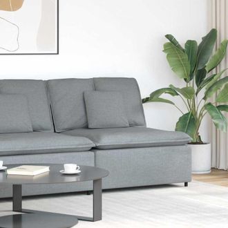 vidaXL Modulares Sofa Mittelmodul mit Kissen Hellgrau 100 cm - Vidaxl