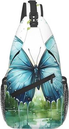 Generic Sac &agrave; dos &agrave; bandouli&egrave;re pour homme Motif papillon Vert