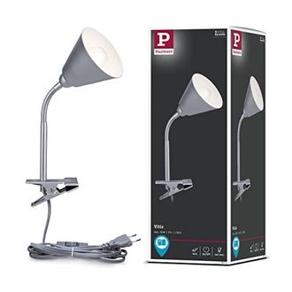 Paulmann Junus Lampe &agrave; fiche secteur Avec bras flexible lampe &agrave; pince gris