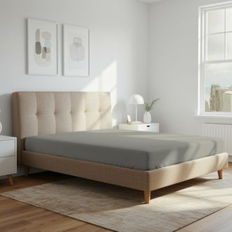 Pizuna Baumwoll-Spannbettlaken mit Fadenzahl 800 Silber 150x200, 100% langstapeliges Baumwoll-Spannbettlaken, Mako-Satin-Gewebe-Bettlaken ideal f&uuml;r Matratzen