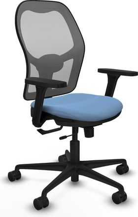 Piqueras y Crespo Gepolsterter B&uuml;rostuhl mit 3D-Armlehnen, h&ouml;henverstellbare Lendenwirbelst&uuml;tze, ausgestattet mit Syncro/Traslack und injiziertem Schaumstoff, Grau/Himm