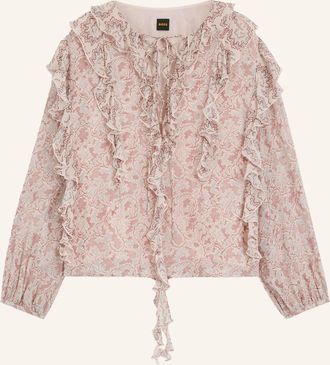 HUGO BOSS Blusenshirt Borma Mit Volants rosa