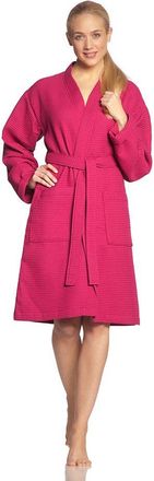 Vossen Damen Bademantel Rom, Einfarbig, Gr. XL (48/50), Rosa (cranberry)