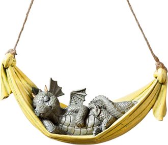 Generic Sleeping Dragon - Lustige Harzfigur, Außenterrasse Statue | wasserdichte hängende Drachenkunst, niedliche Schwung -Hängematte, Dekoration für Gartenba