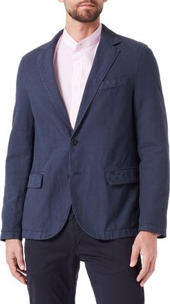 Camel Active Herren Sakko aus einem Baumwoll-Leinenmix Dunkelblau, menswear-52