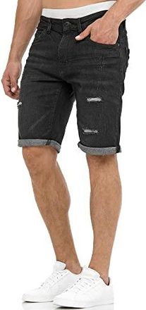 Indicode Caden Shorts en Jean, pour hommes, avec 5 poches, 98 % coton, pantalons courts au look usé, délavé et destroyed, coupe droite, idéals pour les loisirs