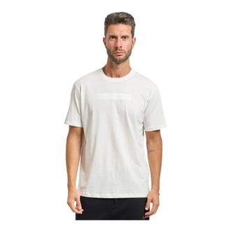 A|X Armani Exchange Homme, Tops, Blanc, Taille: L T-shirt Blanc avec Logo Col Rond