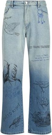 Pas Une Marque Jean droit imprim&eacute; en coton