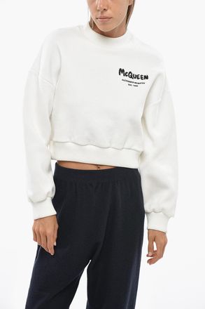 Alexander McQueen Cropped-Fit Sweatshirt Mit Rundhalsausschnitt Und Gesticktem Logo Alexander McQueen