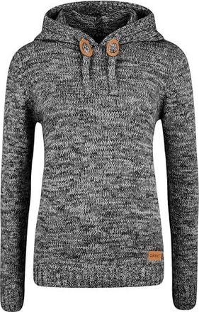 Oxmo Philla Femme Pull en Maille Pull &agrave; Capuche Pull en Maille &eacute;paisse avec Capuche 100% Coton Regular Fit, Taille:M, Couleur:Black (799000)