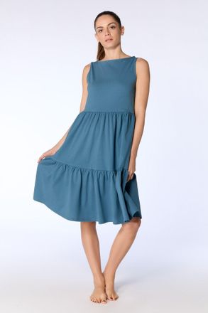 Leela Cotton Damen vegan Kleid Ruffled Alpine Grey