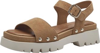 Tamaris Damen Plateau Sandalen Leder Sommer; CAMEL/braun; 37 EU