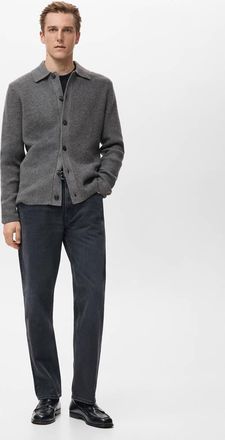 Mango Cardigan maille c&ocirc;tel&eacute;e gris chin&eacute; moyen - Homme - XL - MANGO MAN