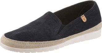 Verbenas Slipper VERBENAS NURIA, Damen, Gr. 37, dunkelblau, Veloursleder, unifarben, Schuhe Slipper, Espadrille, Schlupfschuh, Halbschuh mit Stretcheins&auml;tze