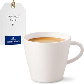 Villeroy & Boch Villeroy und Boch - Manufacture Rock blanc Mokka-/Espressoobertasse, weiße Tasse für Espresso und Mokka aus Premium Porzellan, spülmaschinengeeignet