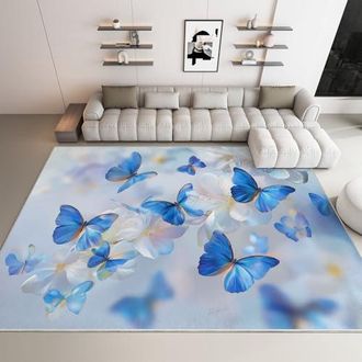 Generic Tapis Imprim&eacute; Antid&eacute;rapant 120 x 170 cm, Tapis &Eacute;l&eacute;gance Fleurs Animaux Papillon pour Adolescent Gar&ccedil;on Fille Adulte - Paillasson pour Salon Chambre &agrave; 