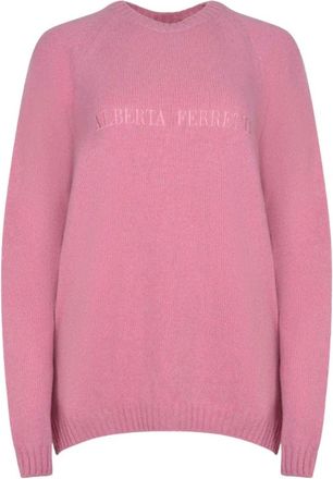 Alberta Ferretti Femme, Pulls, Rose, Taille: 36 FR Ribbed Crew-neck Sweater
