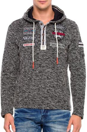 Cipo & Baxx Herren Hoodie Sweatshirt CL359 Anthrazit - Stylischer Pullover im Casual Streetwear Look mit Kapuze & K&auml;ngurutasche - Bequemes Oberteil f&uuml;r Alltag & F