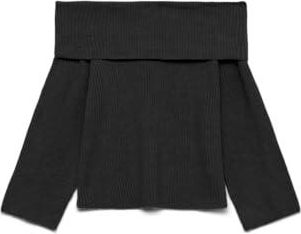 Vero Moda Offshoulder Pullover Vmaries Ls Pull à épaules dénudées BF, Noir, XS Femme
