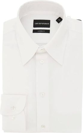 Emporio Armani Chemise en coton textur&eacute; coupe moderne - Homme - Chemises - Blanc - Taille: 3XS