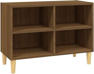 vidaXL Meuble TV avec Pieds en Bois Massif Armoire Basse Centre de Divertissement Meuble Multimédia Salon Intérieur Chêne Marron 69,5x30x50 cm