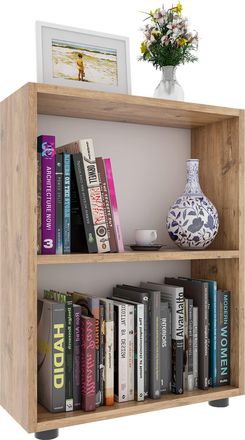 VCM Holzregal stehend | platzsparender Bücherregal | Maße ca. H. 72 x B. 55 x T. 20 cm | Elegante Aufbewahrung | Regal - Bulas 2 Fächer