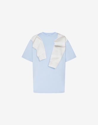 Moschino T-shirt en jersey de coton imprim&eacute; - Bleu