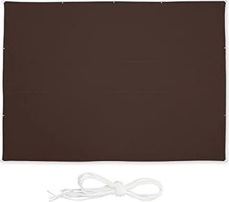 Relaxdays Sonnensegel rechteckig, 4,5 x 5,5 m, wasserabweisend, UV-best&auml;ndig, mit Spannseilen, Terrasse, Balkon, braun