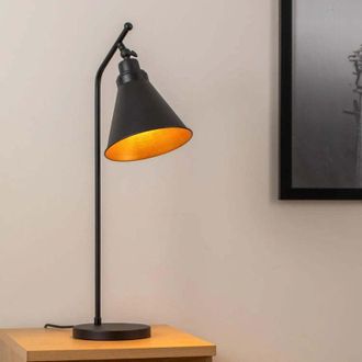 Opviq [NEUWERTIG] B-Ware Opviq Tischlampe Tischleuchte Metall Schwarz Gold Sivani Mr 608 Schalter 50 Cm