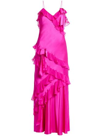 LoveShackFancy robe longue à volants - Rose